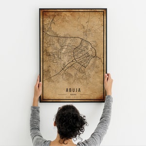 Abuja Vintage Map Poster, Abuja Old Map, Grunge Abuja Map, Abuja Home ...