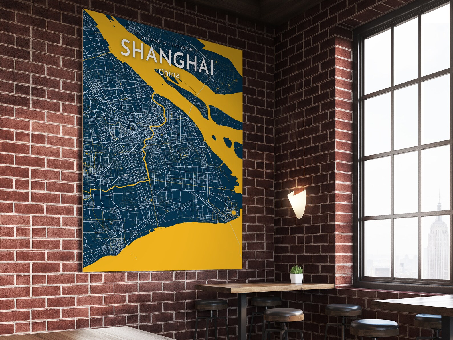 Shanghai Blue Map Poster Shanghai City Modern Map Print | Etsy