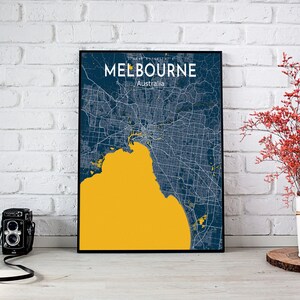 Melbourne Blue Map Poster, Melbourne City Blue Map Poster, Melbourne ...