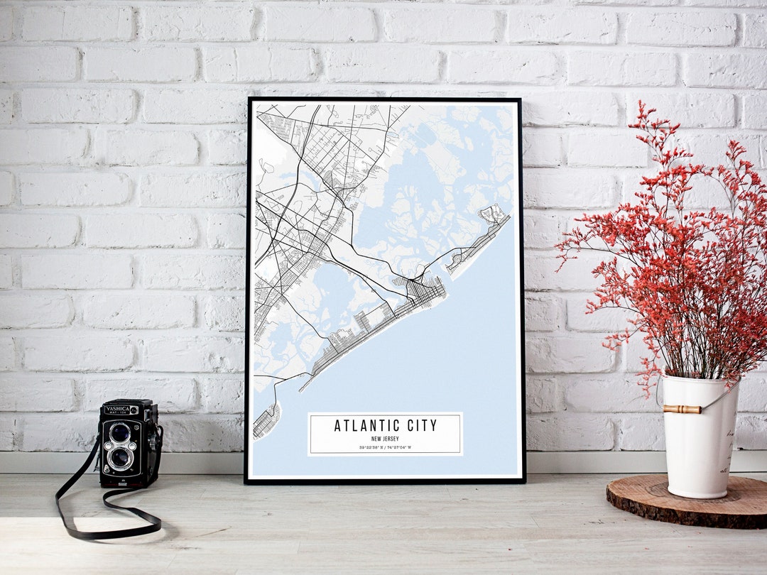 Atlantic City Map Poster, Atlantic City Map, Atlantic City White Map ...