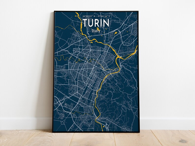 Turin Blue Map Poster Turin City Blue Map Poster Turin City - Etsy