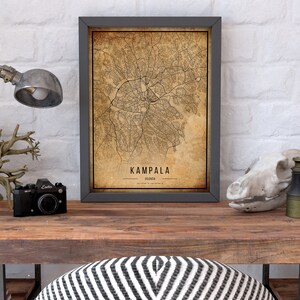 Kampala Vintage Map Poster, Kampala Old Map, Grunge Kampala Map ...