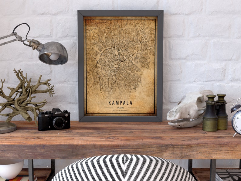 Kampala Vintage Map Poster Kampala Old Map Grunge Kampala - Etsy