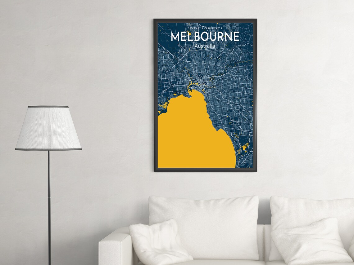 Melbourne Blue Map Poster Melbourne City Blue Map Poster - Etsy