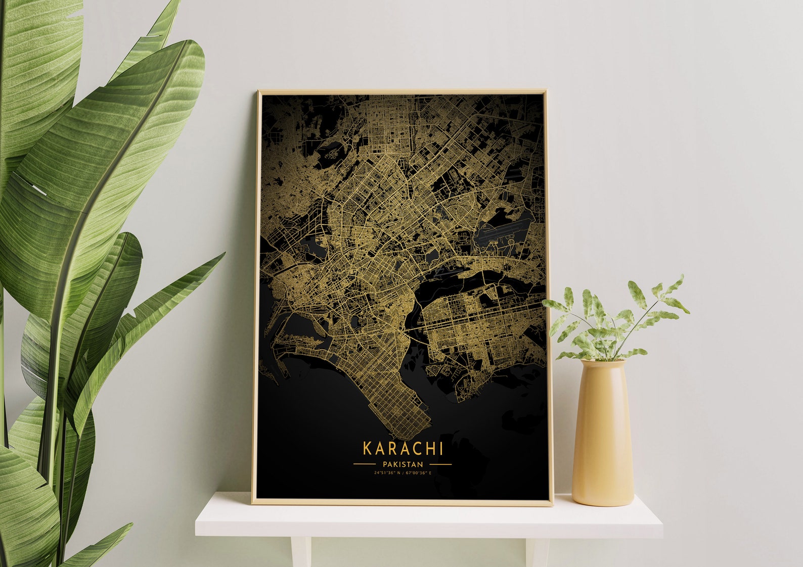 Karachi Map Poster Karachi City Gold Map Poster Karachi - Etsy