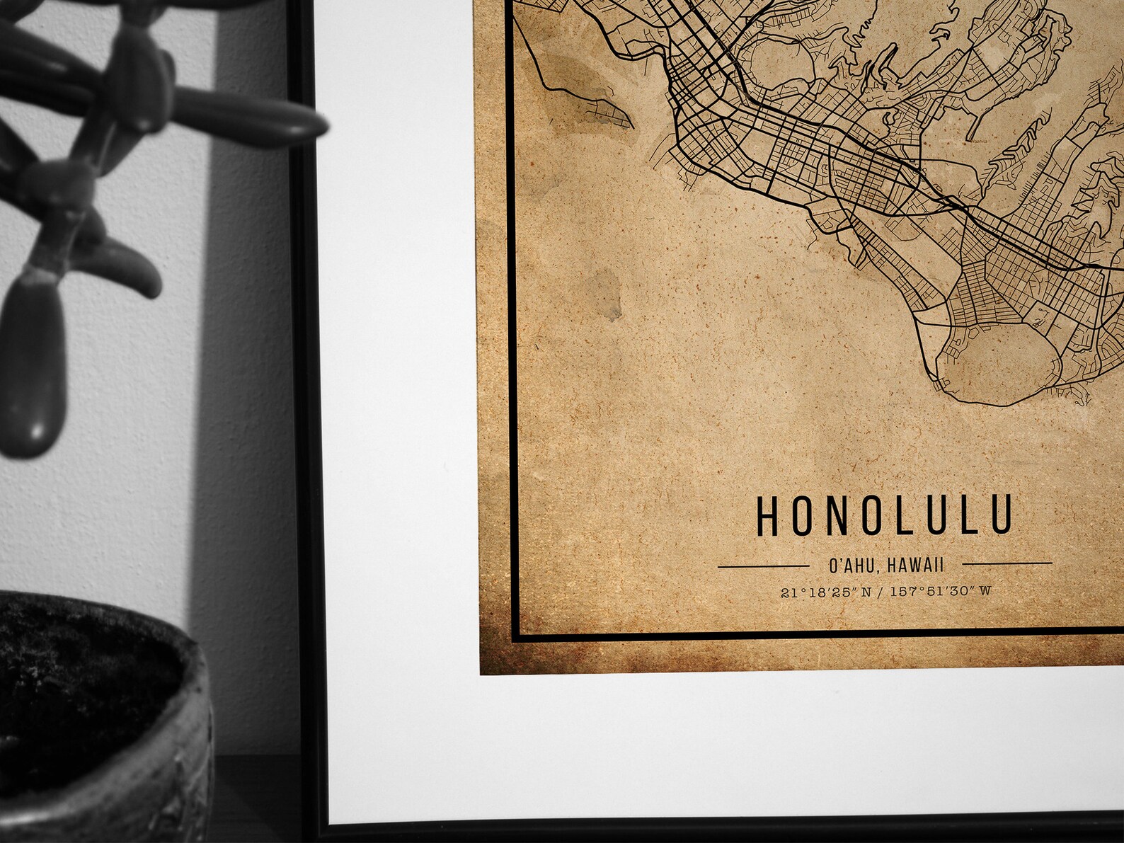 Honolulu Vintage Map Poster Honolulu Old Map Grunge Honolulu - Etsy