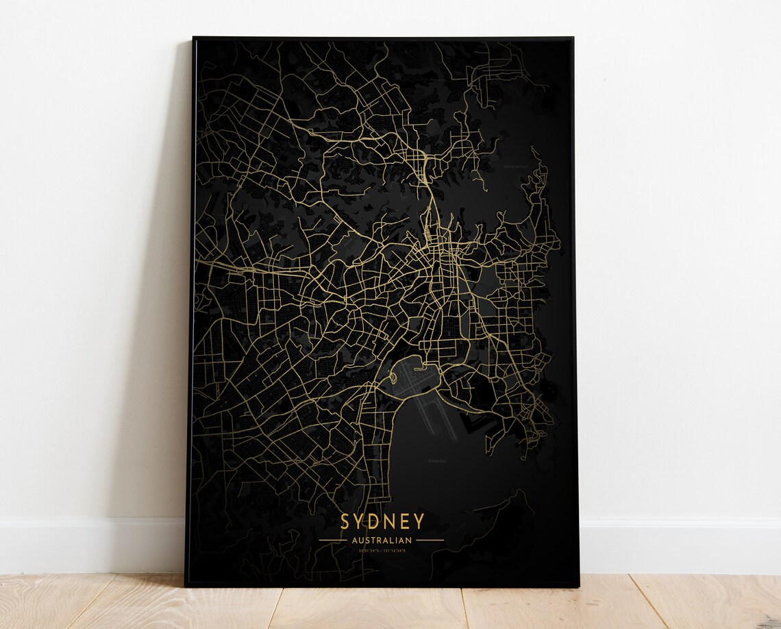 Sydney Gold Map Poster New South Wales Gift Printable - Etsy