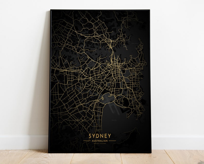 Sydney Gold Map Poster New South Wales Gift Printable - Etsy