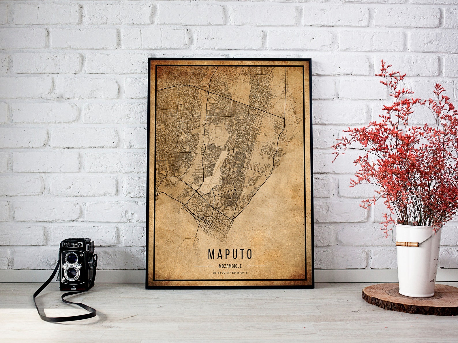 Maputo Vintage Map Poster Maputo Old Map Grunge Maputo Map - Etsy