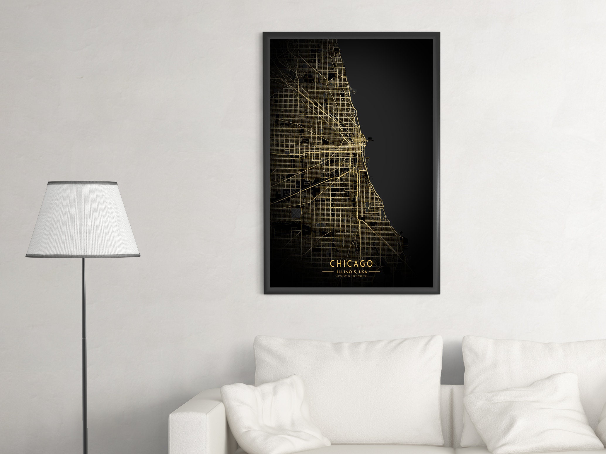 Chicago Map Chicago Map Poster Chicago Gold Map Poster - Etsy