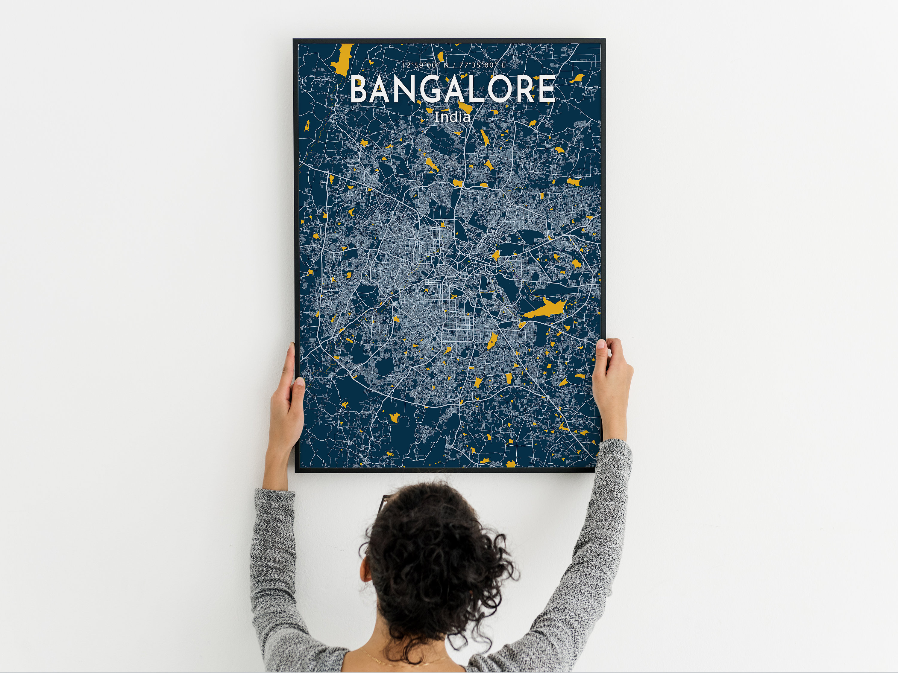 Bangalore Blue Map Poster Bangalore City Map Print Bangalore | Etsy
