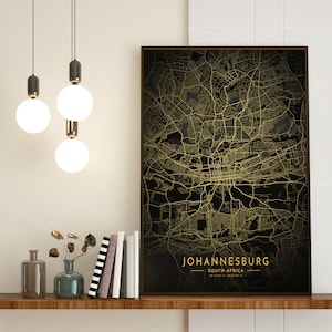 Johannesburg Map Poster, Johannesburg City Gold Map Poster ...