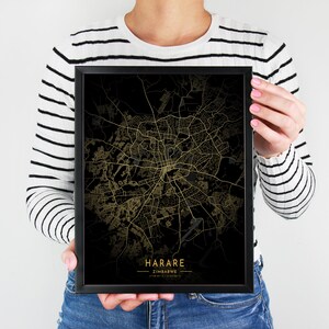 Harare Gold Map Poster, Harare City Poster, Harare Map Printable ...