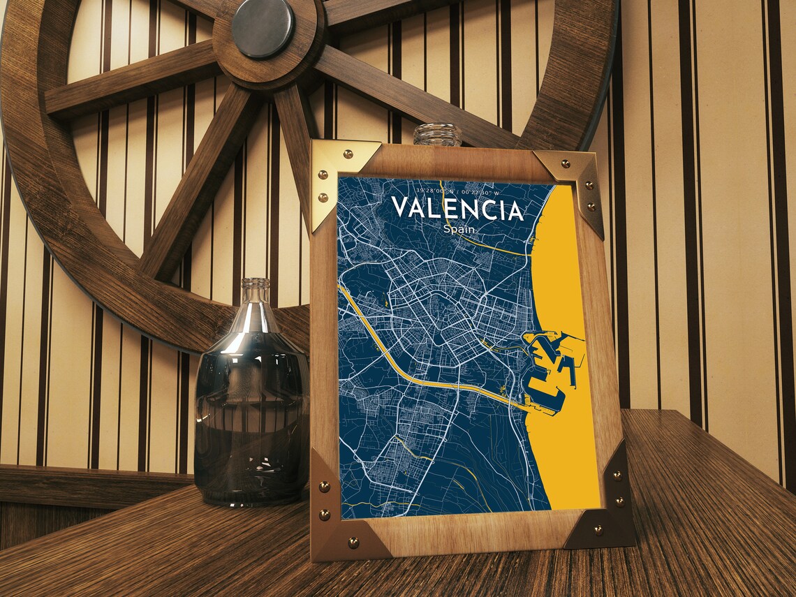 Valencia Blue Map Poster Valencia City Blue Map Poster - Etsy