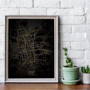 Lodz Gold Map Poster, Lodz City Poster, Lodz Map Printable, Poland Gift ...