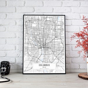 Columbus Map Poster, Columbus Map, Columbus Classic Map Poster ...
