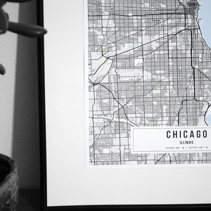 Chicago Map Poster Chicago City White Map Poster Chicago | Etsy