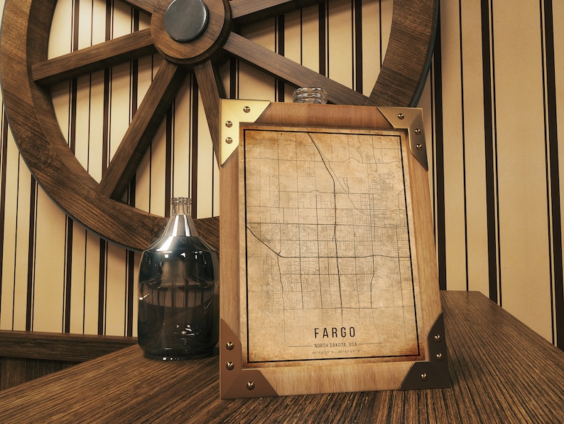 Fargo Vintage Map Poster Fargo Old Map Grunge Fargo Map - Etsy