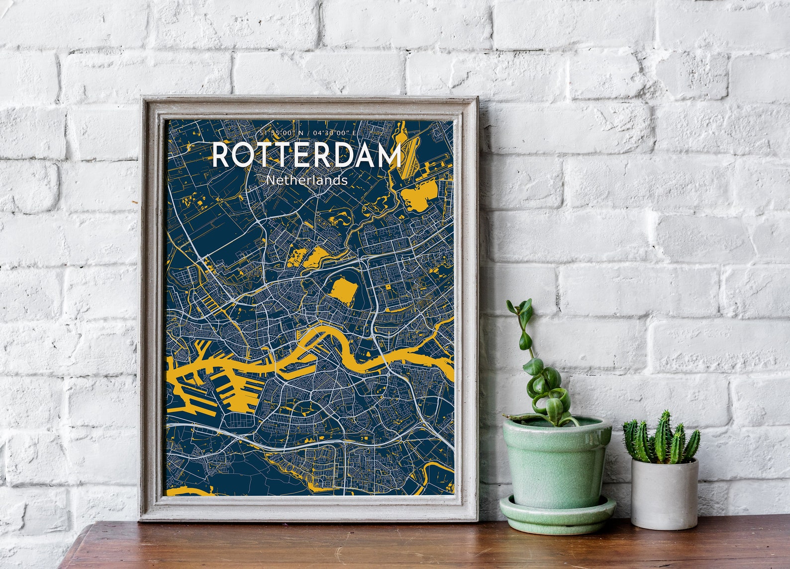 Rotterdam Blue Map Poster Rotterdam City Blue Map Poster | Etsy