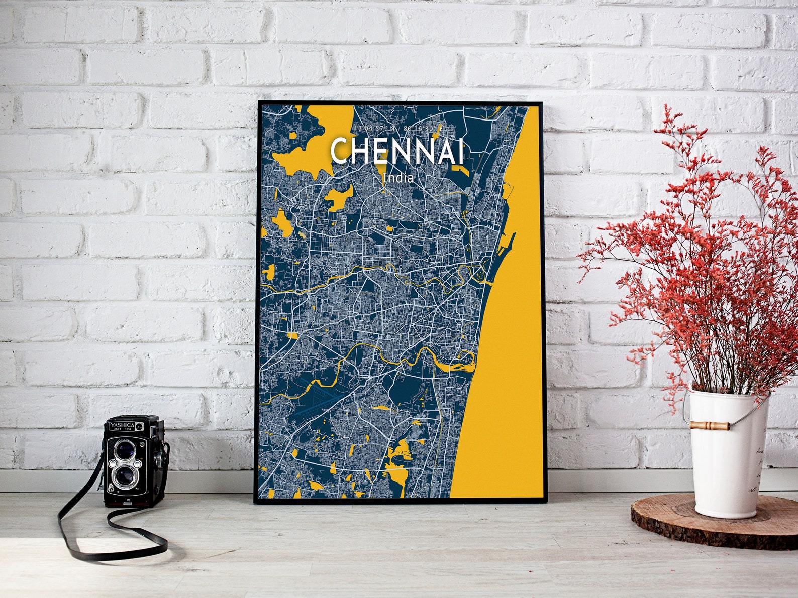 Chennai Blue Map Poster Chennai City Modern Map Print | Etsy