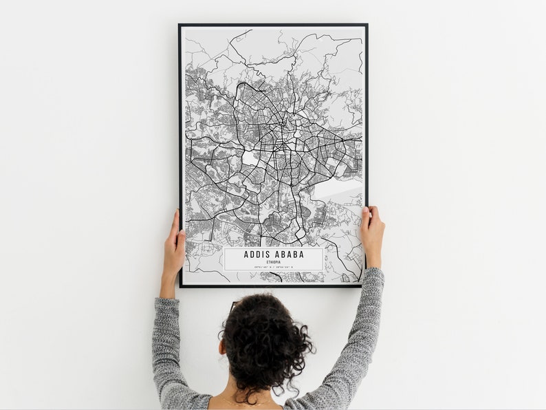 Addis Ababa City Map Art Print: Ethiopia Poster - Etsy