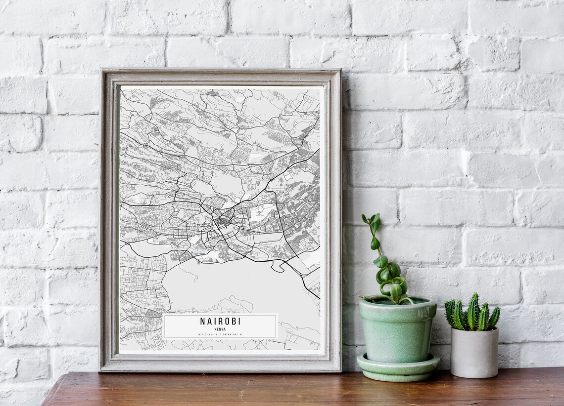 Nairobi Map Poster Nairobi City Map Poster Nairobi City | Etsy