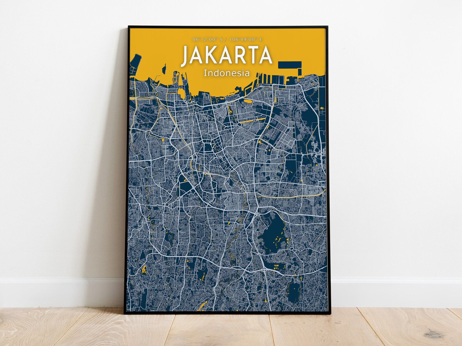 Jakarta Blue Map Poster Jakarta City Modern Map Print - Etsy
