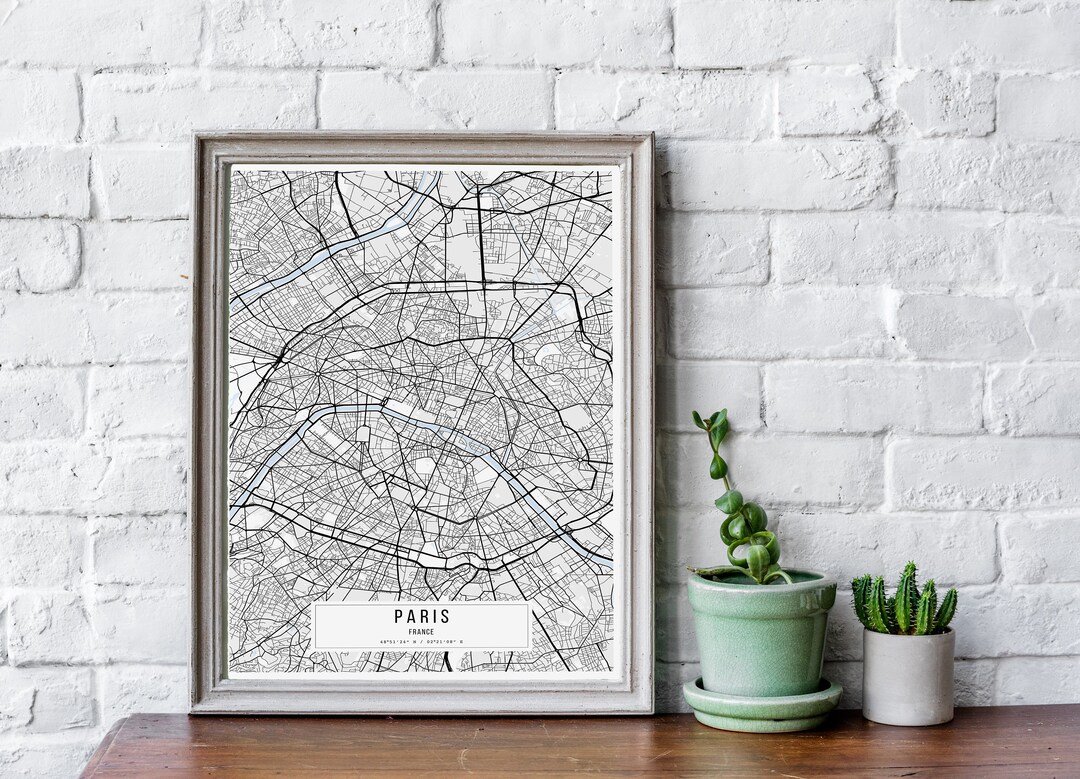 Paris Map Poster, Paris Classic Map Art, Paris City Map Poster, France ...