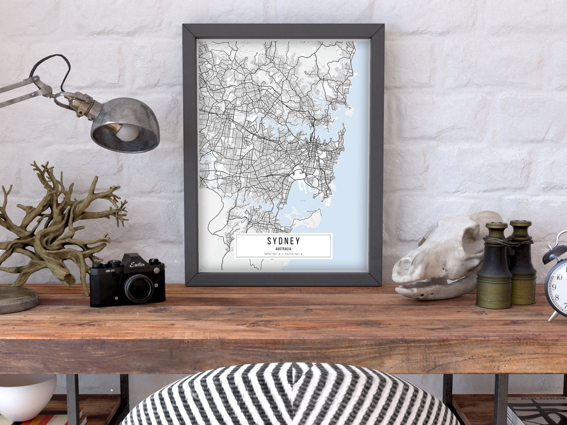 Sydney White Map Poster Sydney City Classic Map Poster - Etsy