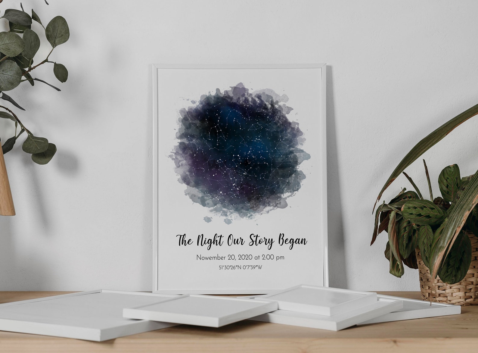 Custom Star Map Print Watercolor Night Sky Poster Gift for - Etsy