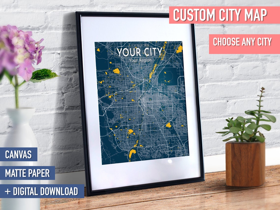 Custom Map Print Poster Digital Download Printable Wall Art - Etsy
