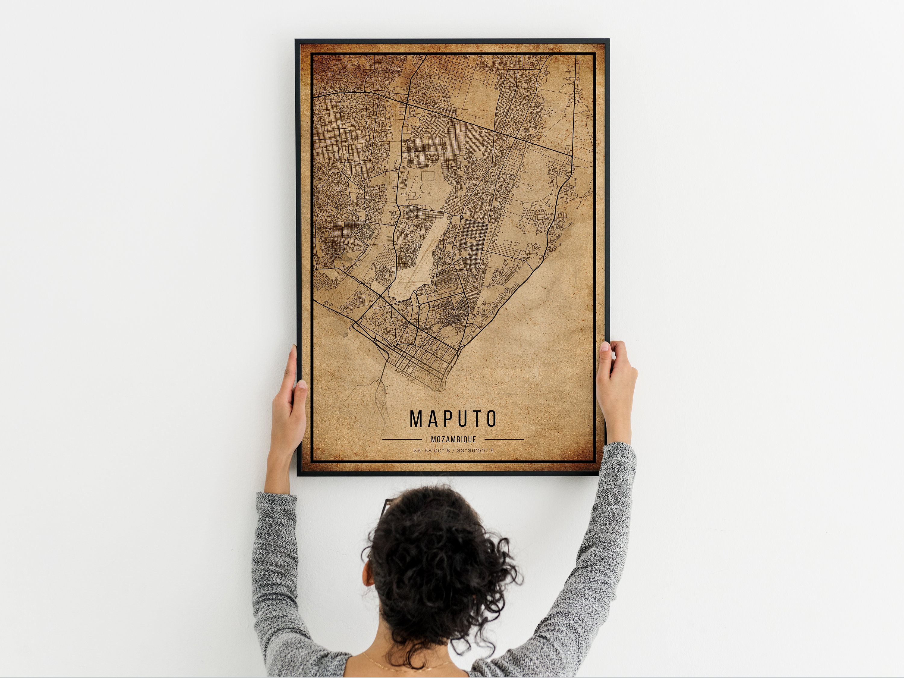 Maputo Vintage Map Poster Maputo Old Map Grunge Maputo Map - Etsy