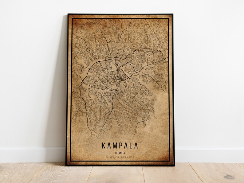 Kampala Vintage Map Poster Kampala Old Map Grunge Kampala - Etsy