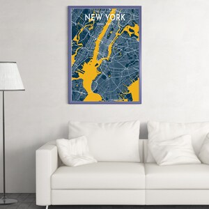 New York Map New York Map Poster New York Blue Map Poster New York City ...