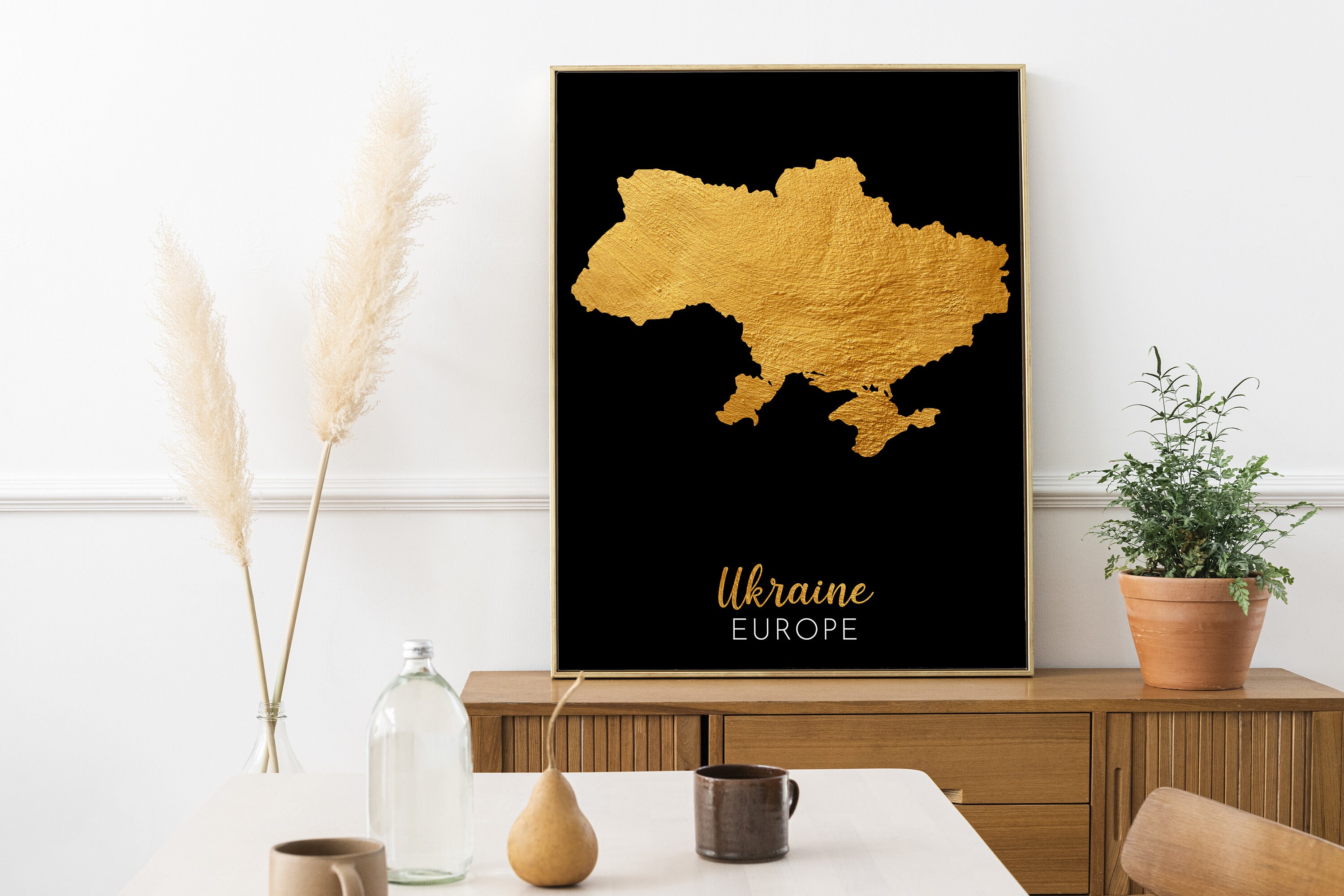 Ukraine Gold Map Poster We Stand With Ukraine Sign Ukraine | Etsy