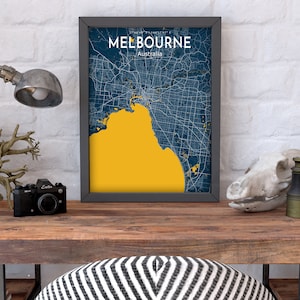 Melbourne Blue Map Poster, Melbourne City Blue Map Poster, Melbourne ...