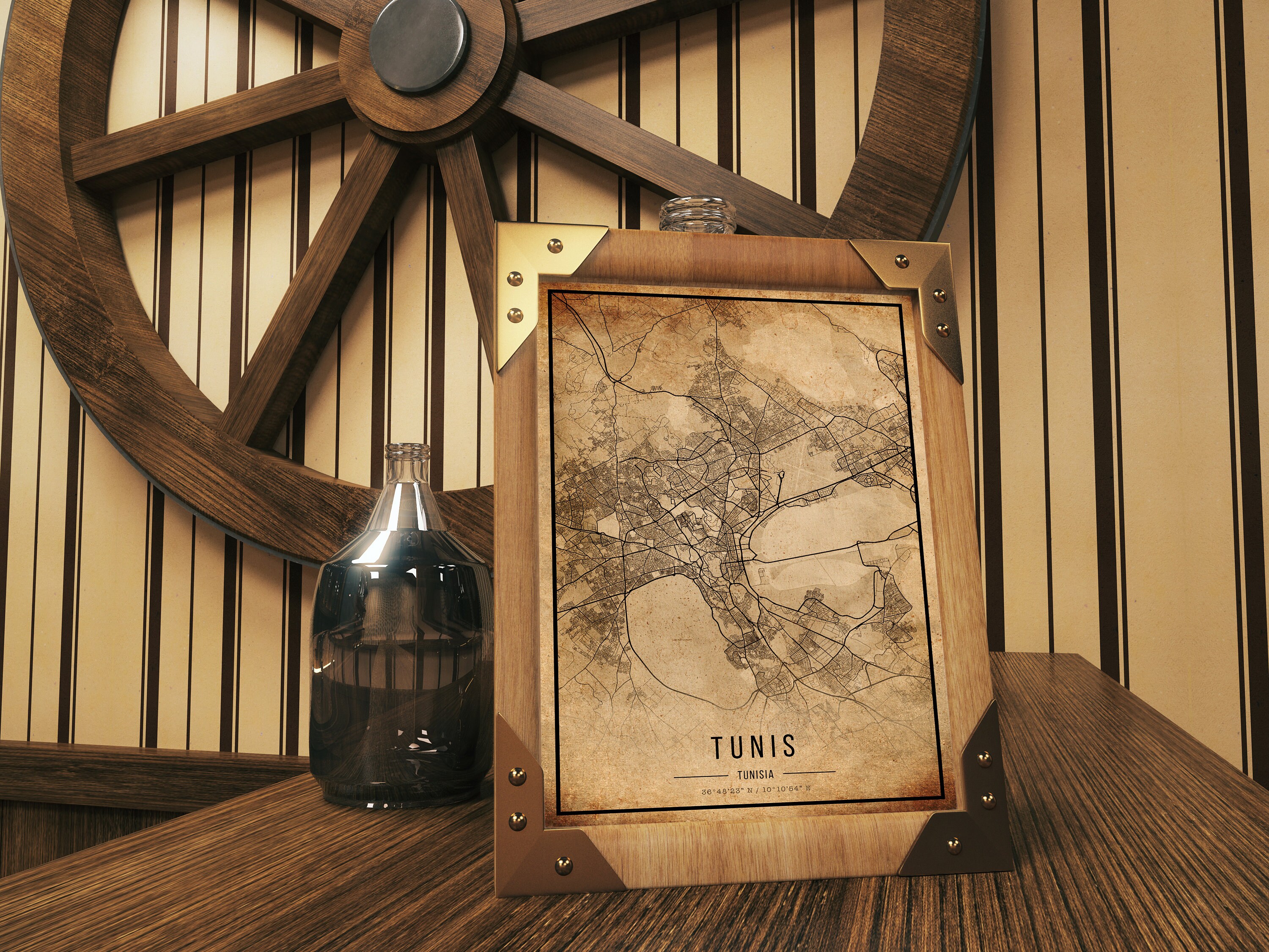 Tunis Vintage Map Poster Tunis Old Map Grunge Tunis Map - Etsy