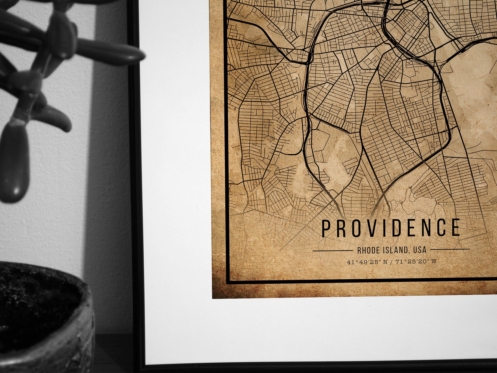Providence Vintage Map Poster Providence Old Map Grunge - Etsy