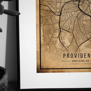 Providence Vintage Map Poster, Providence Old Map, Grunge Providence ...