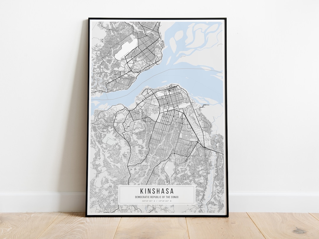 Kinshasa Map Poster, Kinshasa City Map Poster, Kinshasa City Sign, DR ...