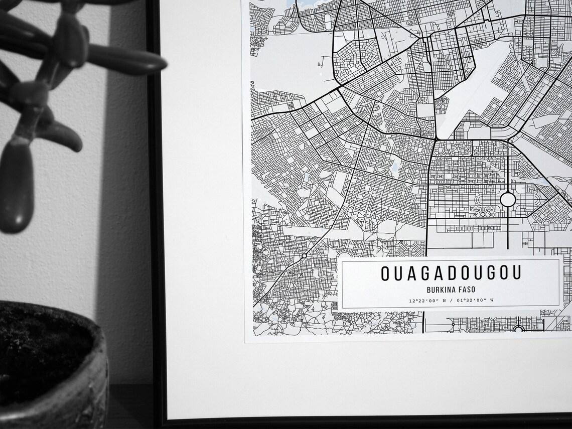Ouagadougou Map Poster Ouagadougou City Map Poster | Etsy