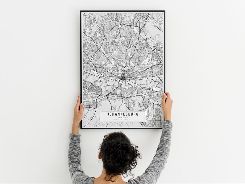 Johannesburg Map Poster Johannesburg City Map Poster - Etsy