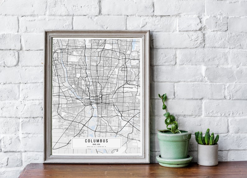 Columbus Map Poster Columbus Map Columbus Classic Map - Etsy