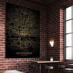 Johannesburg Map Poster, Johannesburg City Gold Map Poster ...