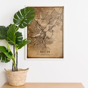 Boston Vintage Map Poster, Boston Old Map, Grunge Boston Map ...