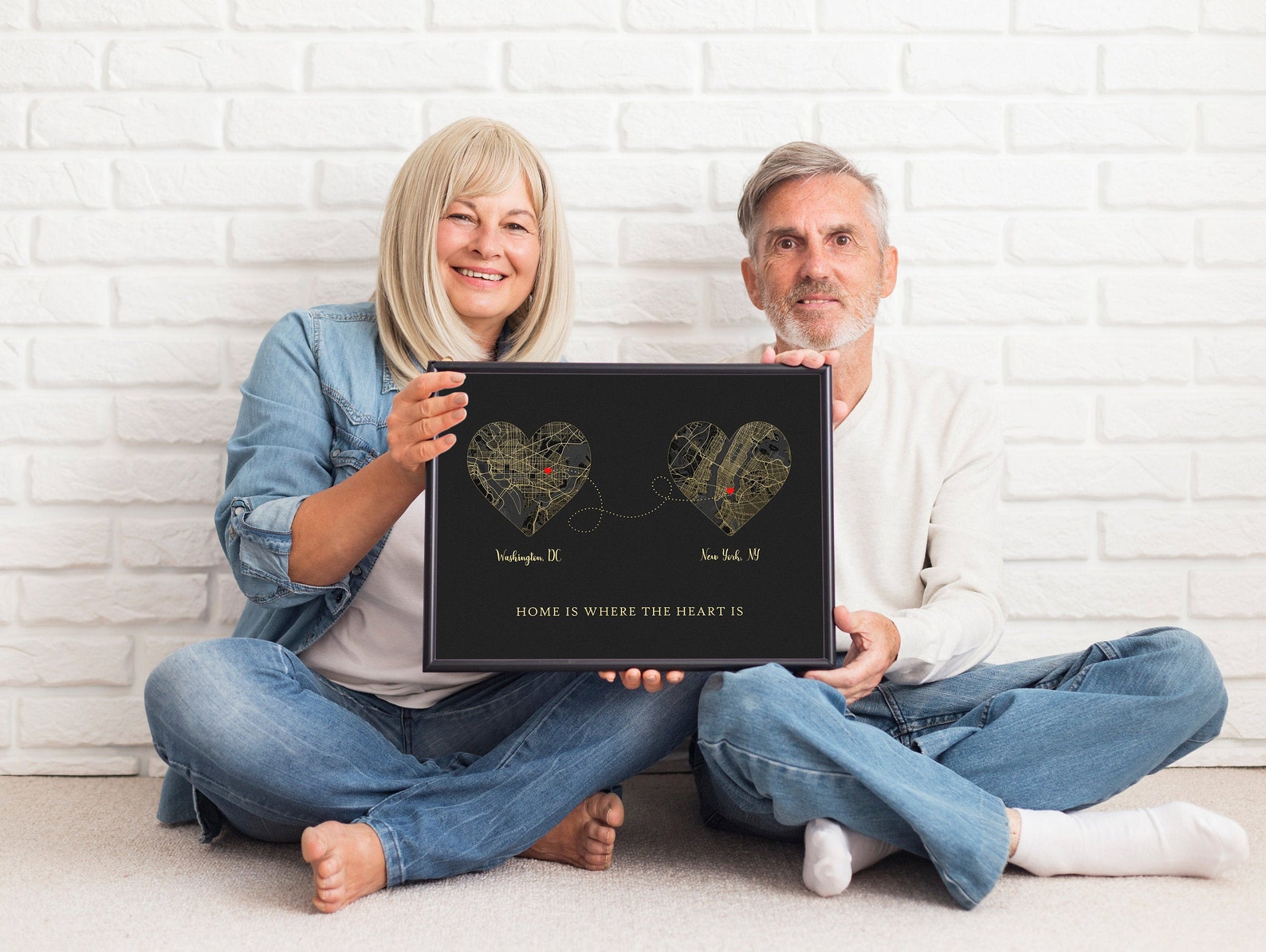 Long Distance Gift Heart Map Love Card Going Away Gift | Etsy