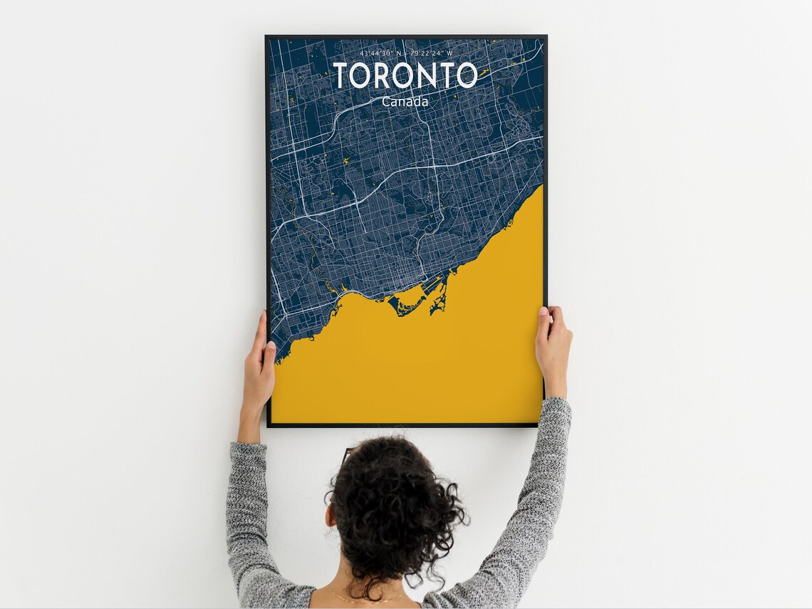 Toronto Blue Map Poster Toronto City Blue Map Poster Toronto - Etsy