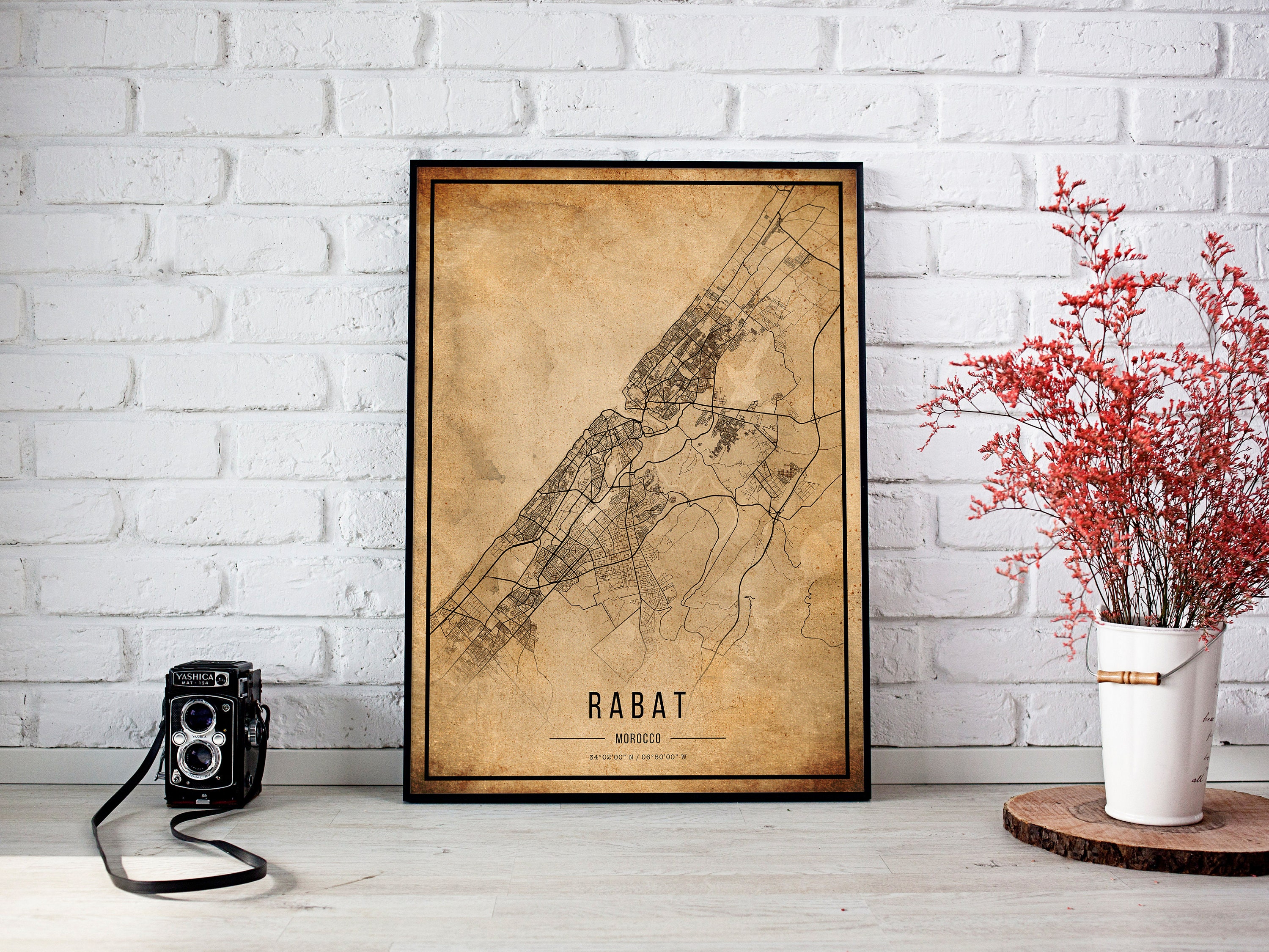 Rabat Vintage Map Poster Rabat Old Map Grunge Rabat Map | Etsy