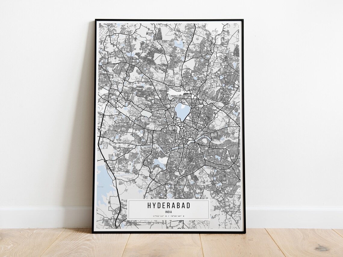 Hyderabad Map Poster Hyderabad City Map Poster Hyderabad - Etsy
