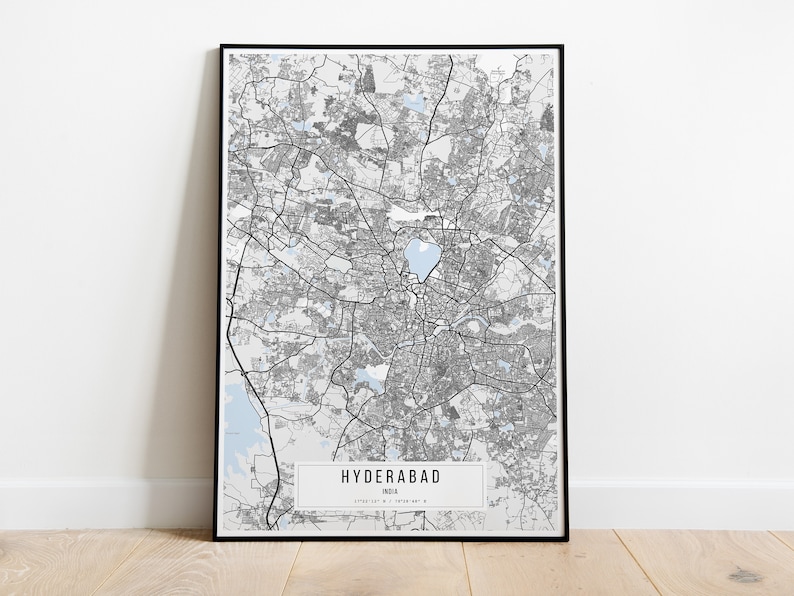 Hyderabad City Map Poster: India Art Print - Etsy